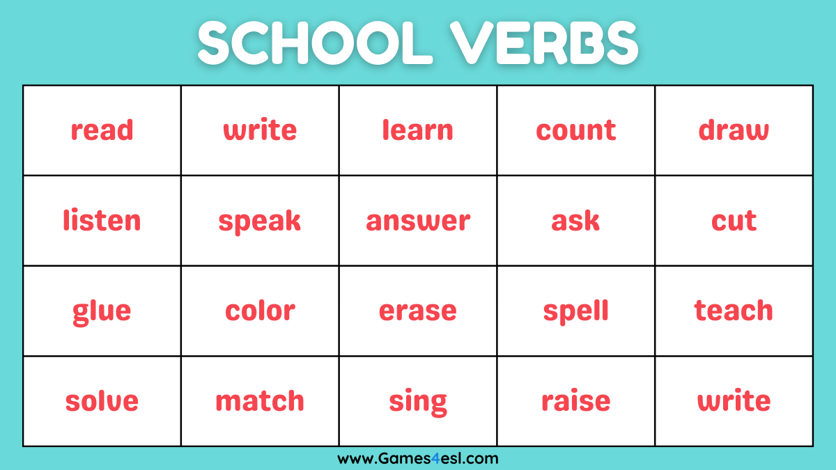 200 Verbs For Kids With Example Sentences + PowerPoint | Games4esl