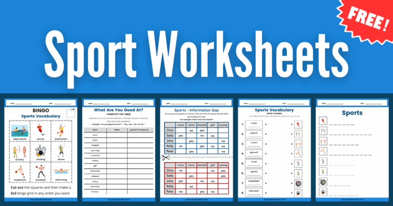 Free Printable Sports Worksheets For Beginner ESL Students | Games4esl