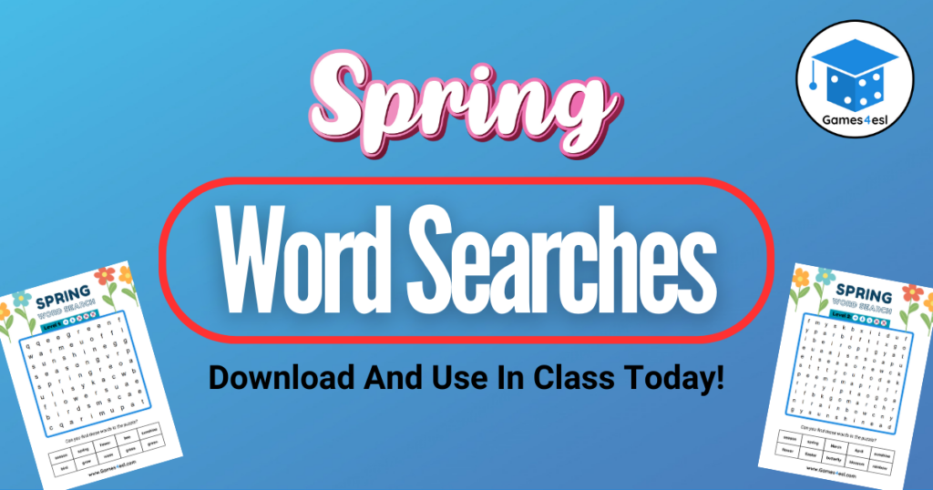 Free Spring Word Searches | Games4esl