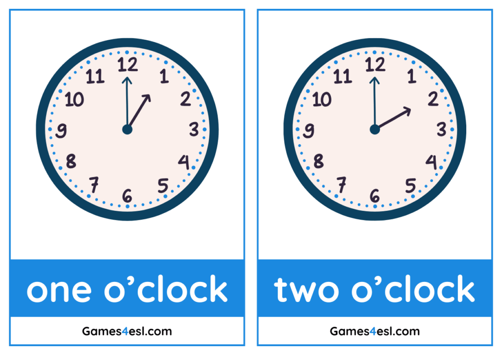 Free Telling The Time Flashcards | Games4esl