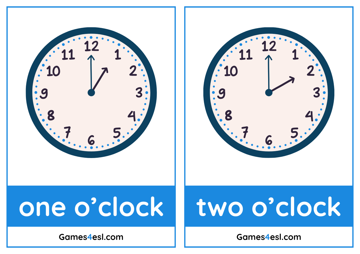 Free Telling The Time Flashcards | Games4esl
