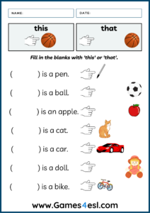 This, That, These, Those Worksheets | Games4esl