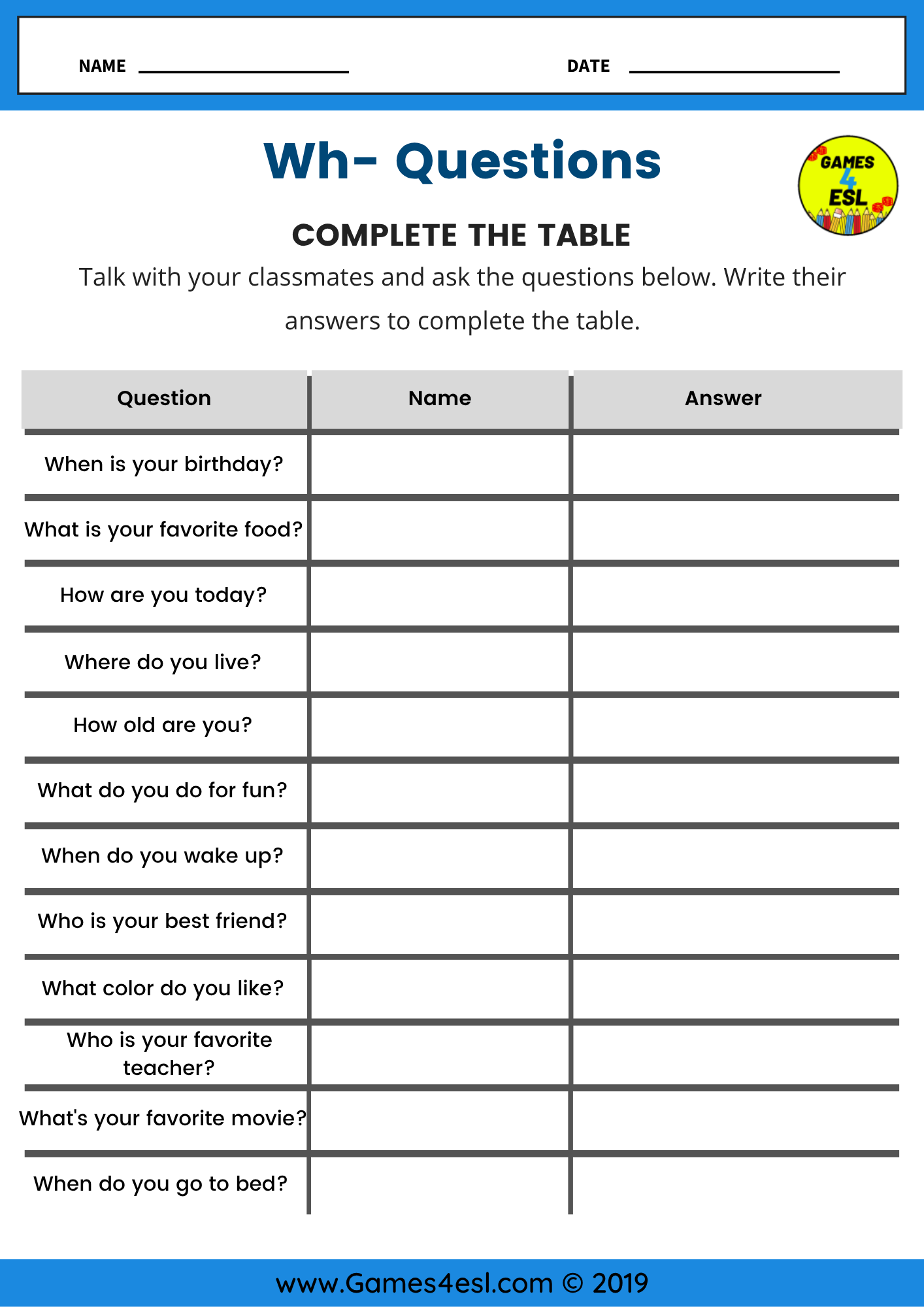 Wh Questions Worksheets - Practice Who, What, When, Where, Why, Which ...