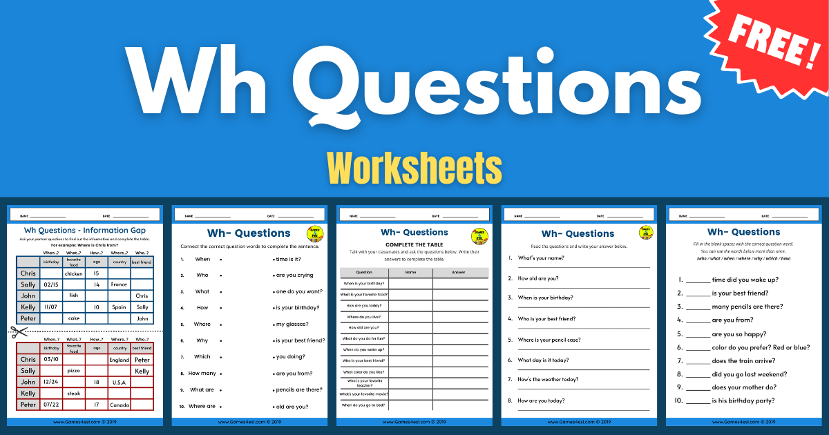 Wh Questions Activities For Grade 7 Free Printables - Infoupdate.org