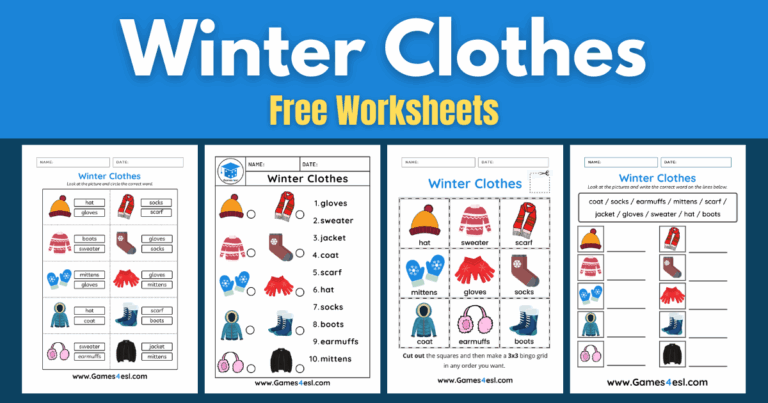 Winter Clothes Worksheets For Kids | Games4esl