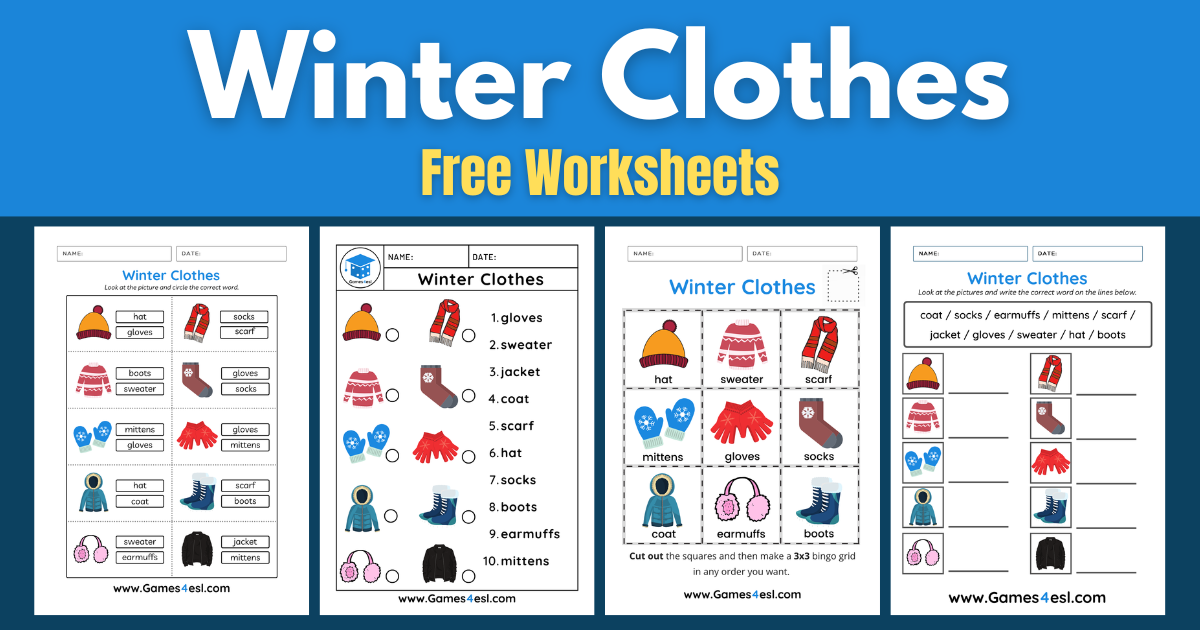 Winter Clothes Worksheets For Kids | Games4esl