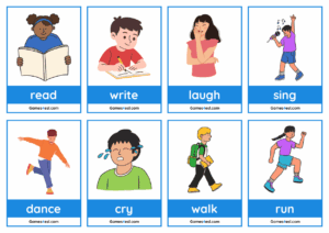 Free Action Verb Flashcards | Games4esl