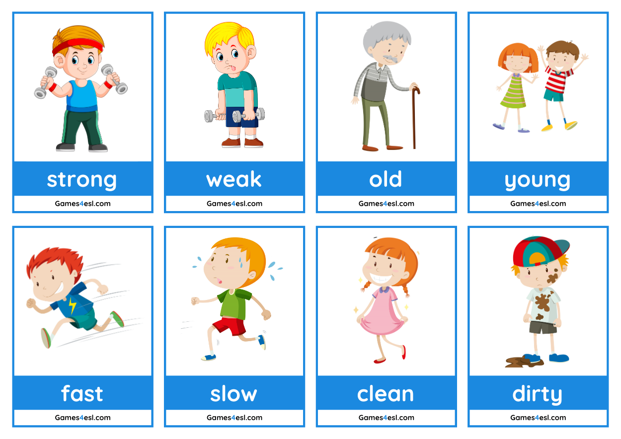 Adjective Flashcards For Kids | Games4esl