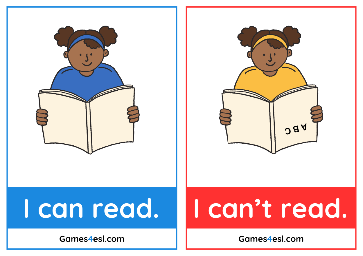 Free Can Can't Flashcards For Teaching Ability | Games4esl
