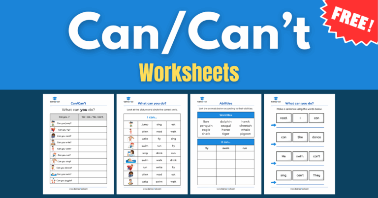 Can/Can't Worksheets For Kids | Games4esl