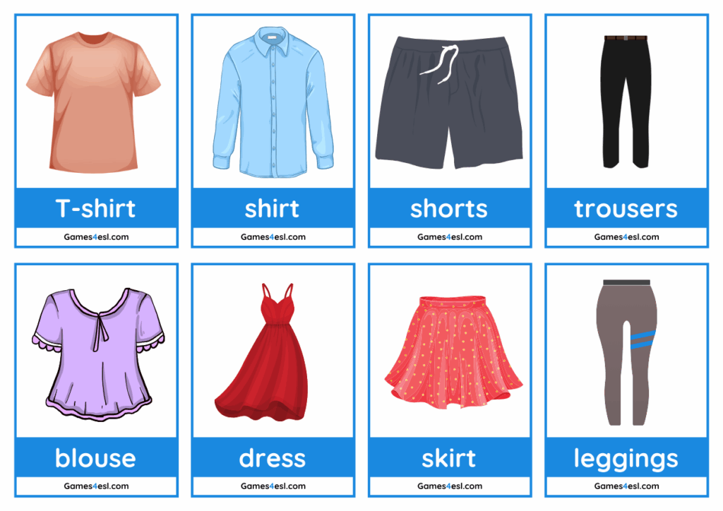 Free Clothes Flashcards For Kids | Games4esl