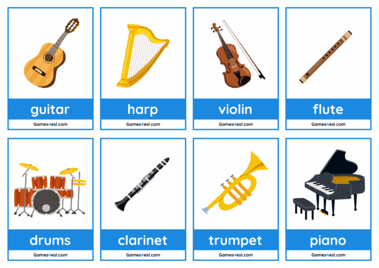 Free Printable Musical Instrument Flashcards | Games4esl