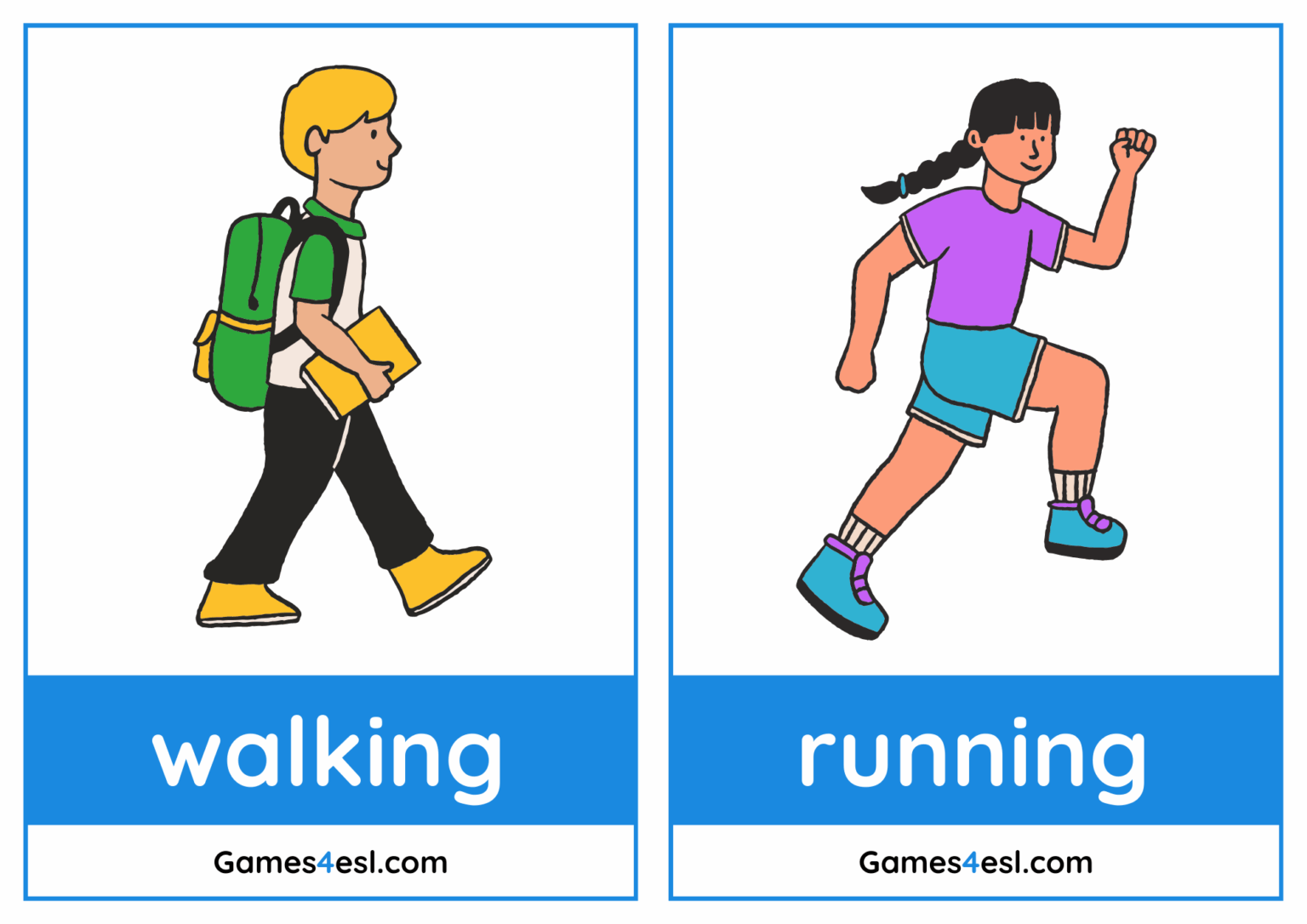 Free Present Progressive Flashcards | Games4esl