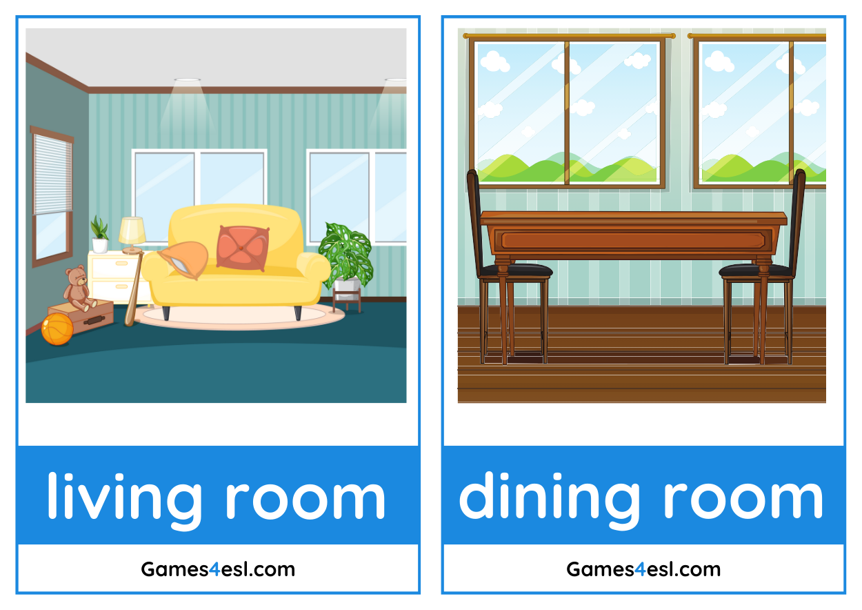 Free Rooms Of The House Flashcards | Games4esl