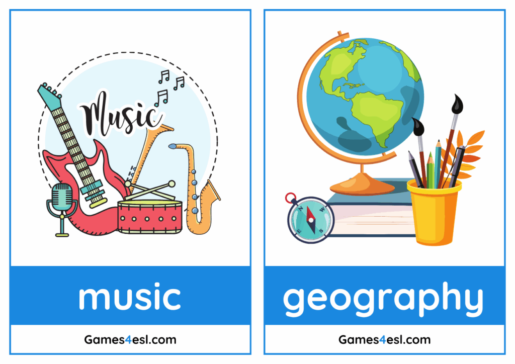 Free School Subject Flashcards | Games4esl
