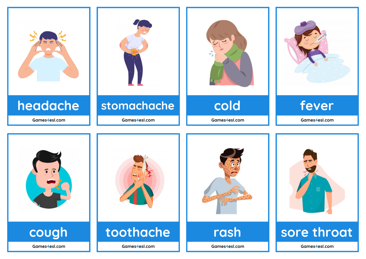 Free Health And Sickness Flashcards | Games4esl