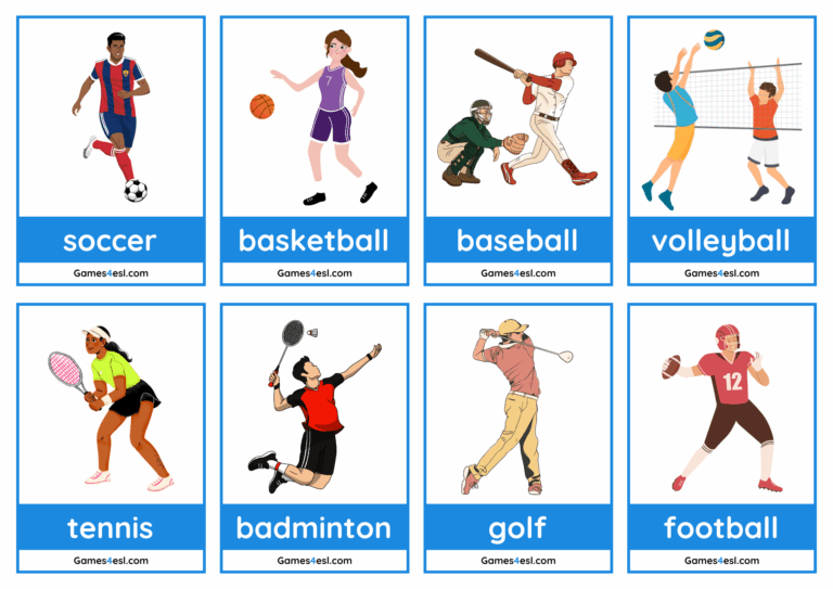 Free Printable Sports Flashcards | Games4esl