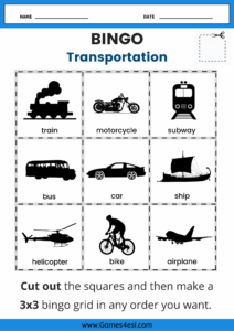 Transportation Vocabulary Worksheets For ESL Kids | Games4esl