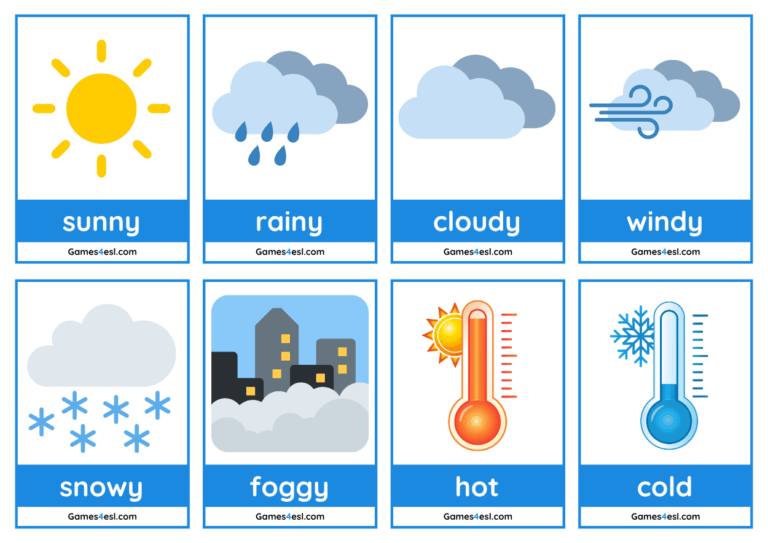 Free Weather Flashcards For Kids | Games4esl