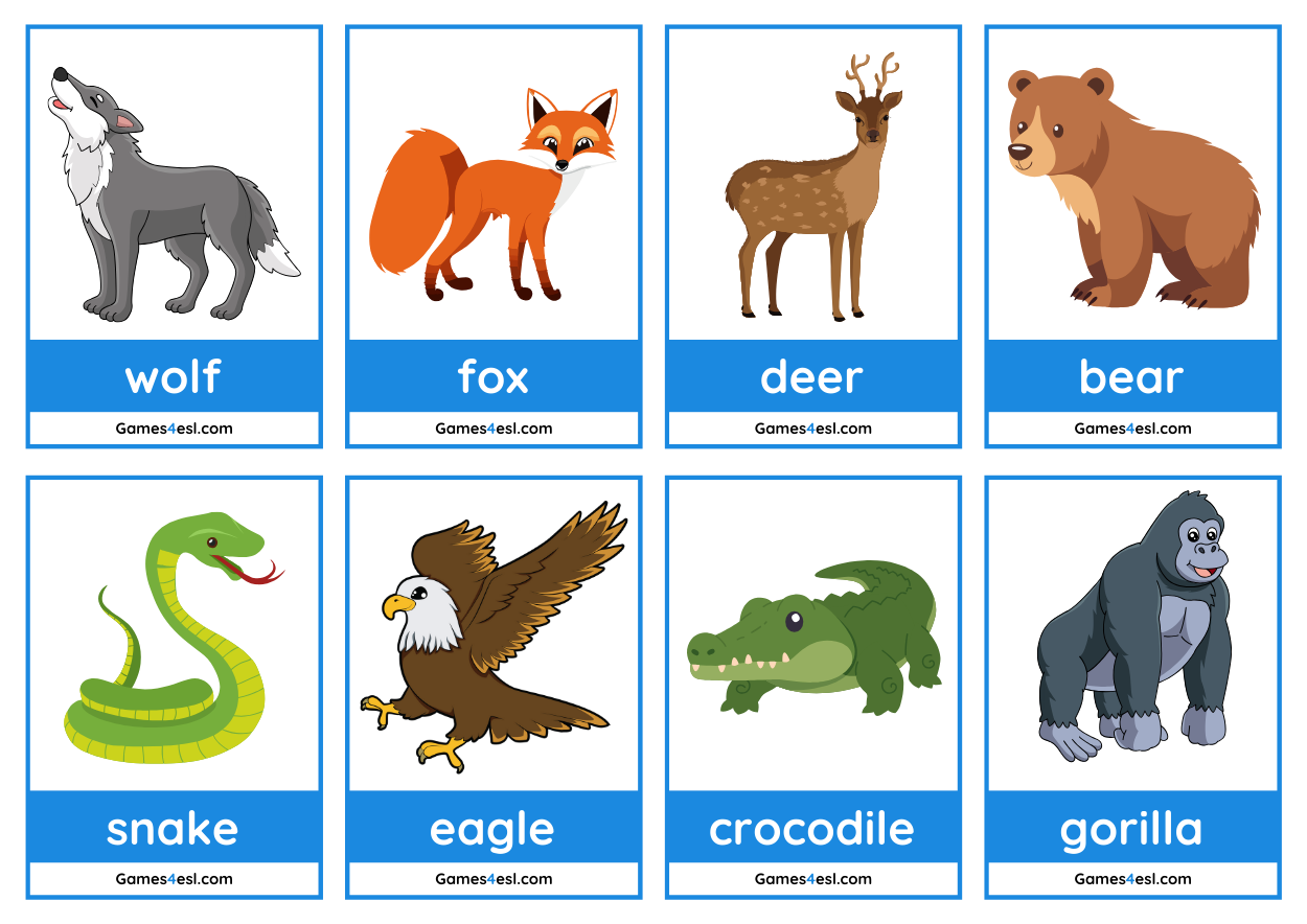 Free Animal Flashcards For Kids (Zoo, Farm, Sea, Pets, And Wild Animals ...