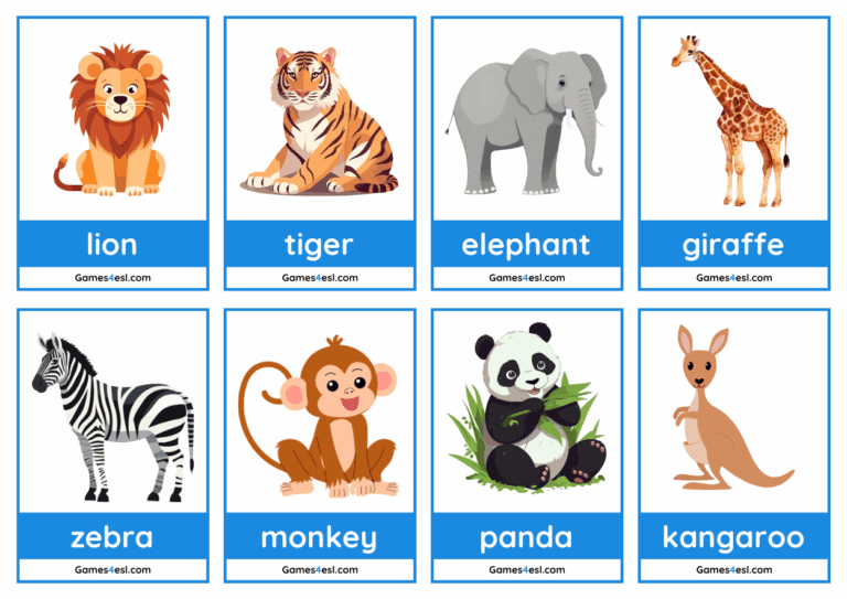 Free Animal Flashcards For Kids (Zoo, Farm, Sea, Pets, And Wild Animals ...